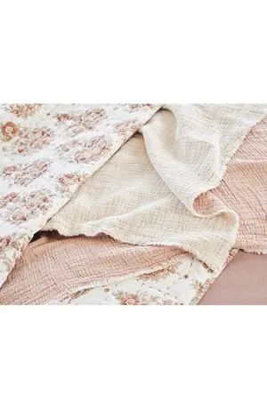 COYUCHI Topanga Organic Cotton Matelassé Bed Blanket - Praline Chambray