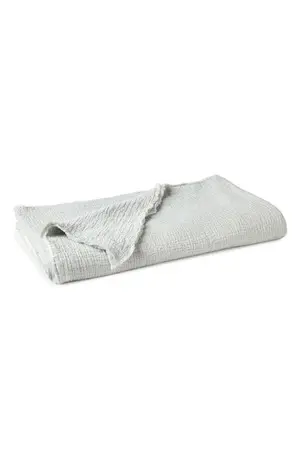 COYUCHI Topanga Organic Cotton Matelassé Bed Blanket - Tidal Chambray