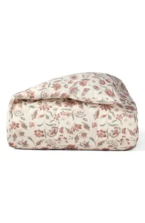 COYUCHI Viola Print Organic Cotton Duvet Cover - Undyed/garnet