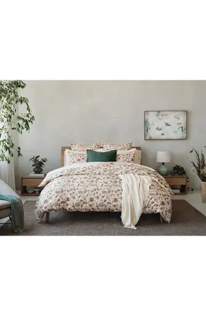 COYUCHI Viola Print Organic Cotton Duvet Cover - Undyed/garnet