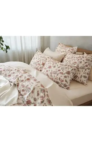 COYUCHI Viola Print Organic Cotton Duvet Cover - Undyed/garnet