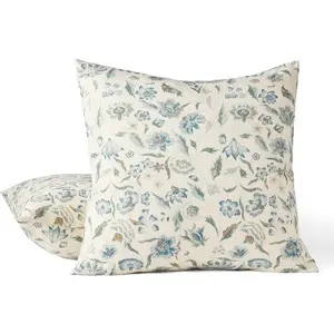 COYUCHI Viola Print Organic Cotton Sham - Undyed/cerulean