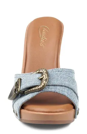 CANDIE'S Federica Platform Slide Sandal - Blue