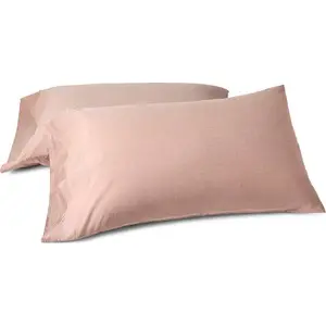 COYUCHI Crinkled Organic Cotton Percale Pillowcases - Praline Chambray
