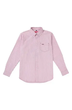 SUGARLOAF SOCIAL CLUB The Tournament Stripe Cotton Blend Button-down Oxford Shirt - Red