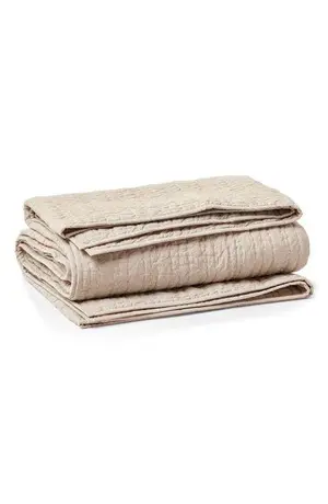 COYUCHI Channel Hand Stitched Organic Cotton Blanket - Hazel Chambray