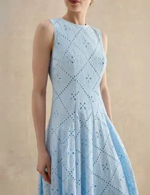 HOBBS LONDON Lexia Embroidered Eyelet Dress - Paleblue