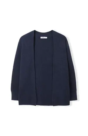 CELTIC & CO. Longline Ribbed Knit Open Front Cardigan - Navy