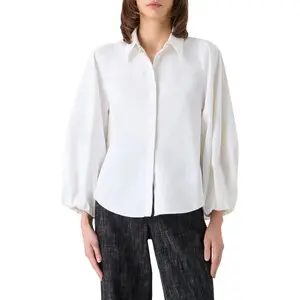 Akris Washed Cotton Stretch Sateen Button-up Shirt - Cream