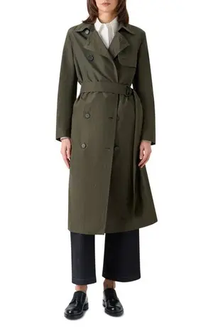 Akris Crinkled Parachute Taffeta Trench Coat - Olive