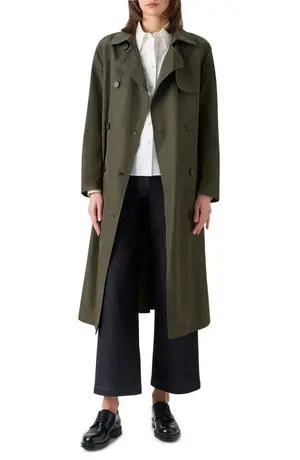 Akris Crinkled Parachute Taffeta Trench Coat - Olive