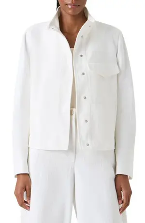 Akris Stretch Denim Stand Collar Jacket - Cream