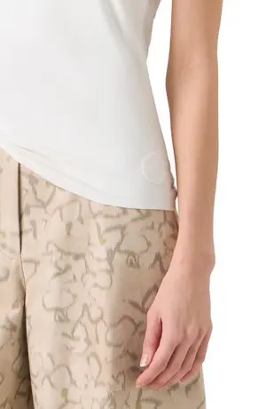 Akris Signature Dot Square Neck Stretch Modal Tank - Cream