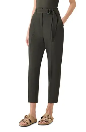 Akris Belted Virgin Wool Tricotine Crop Pants