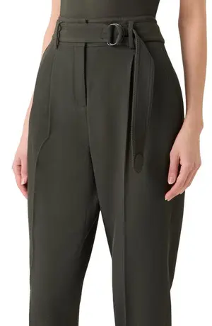 Akris Belted Virgin Wool Tricotine Crop Pants