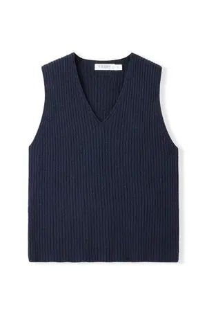 CELTIC & CO. Ribbed V-neck Tank Top - Navy