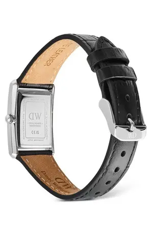 DANIEL WELLINGTON Rectangular Tank Leather Strap Watch
