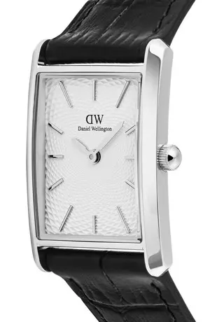 DANIEL WELLINGTON Rectangular Tank Leather Strap Watch