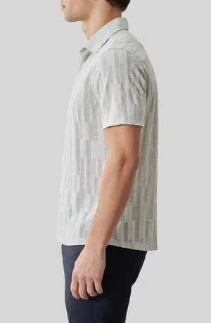 Robert Barakett Vessar Texture Knit Short Sleeve Button-up Shirt - Swan