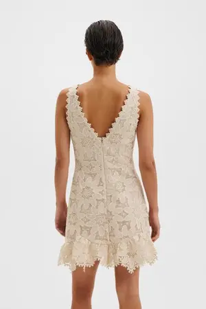MALINA Miranda Ruffled Guipure Lace Mini Dress