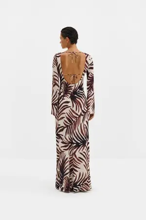 MALINA Jennelie Open Back Chiffon Maxi Dress
