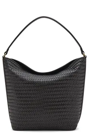 Mango Braided Faux Leather Bucket Shoulder Bag - Chocolate