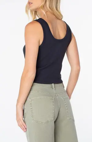 Roxy Embellished Ribbed Cropped Tank Top - Phantom