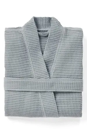 COYUCHI Gender Inclusive Organic Cotton Waffle Texture Robe - Lagoon