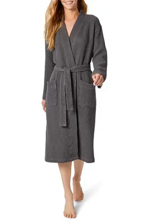 COYUCHI Gender Inclusive Organic Cotton Waffle Texture Robe - Shadow