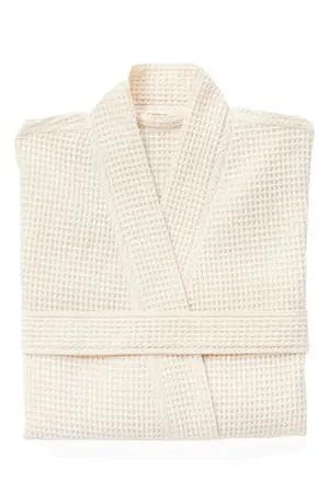COYUCHI Gender Inclusive Organic Cotton Waffle Texture Robe - Undyed