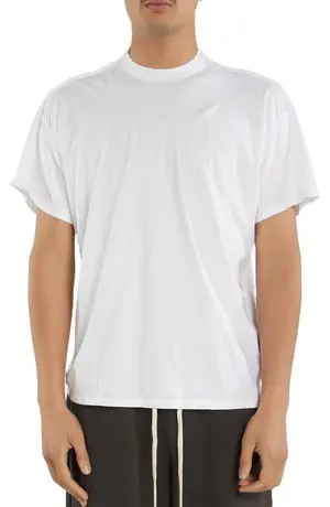 LES TIEN Lightweight Bonded Neck Inside Out Tee - White