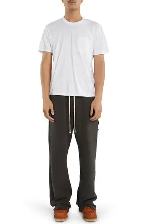 LES TIEN Lightweight Binded Neck Classic Pocket Tee - White