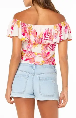 Roxy Clear Sky Botanical Off The Shoulder Button-up Top