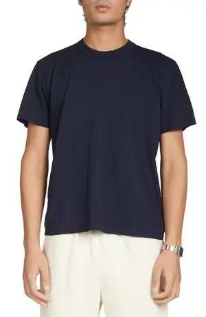 LES TIEN Lightweight Binded Neck T-shirt - Navy