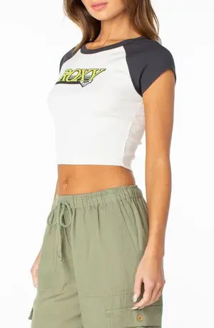 Roxy Logo Print Crop Graphic T-shirt