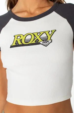 Roxy Logo Print Crop Graphic T-shirt