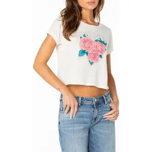 Roxy Rose Heart Crop Graphic T-shirt - Cloud Dancer