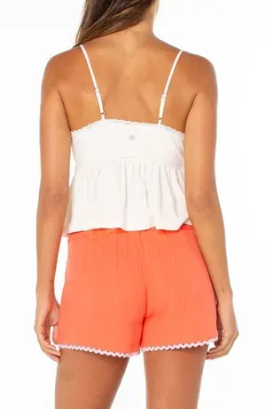 Roxy Coastal Sun Babydoll Camisole With Lace Trim - Dew