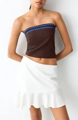 Mango Contrast Trim Bandeau Top - Brown