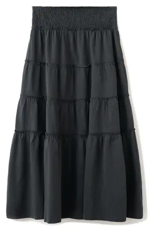 Mango Smocked Ruffle Maxi Skirt