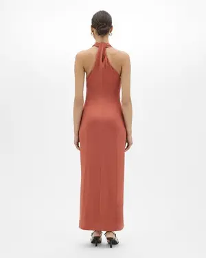 Another Tomorrow Gathered Halter Maxi Dress
