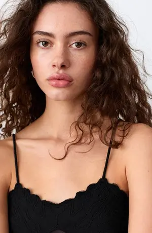 Mango Embroidered Peplum Camisole