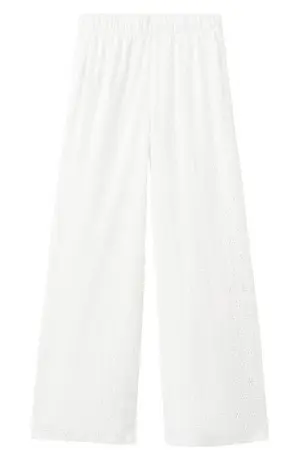 Mango Embroidered Eyelet Straight Leg Pants