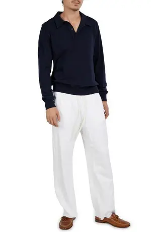 LES TIEN Pique Tennis Polo - Navy