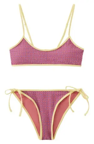 Mango Textured Two-piece Swimsuit With Contrast Binding