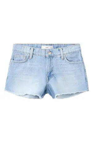 Mango Low Rise Frayed Denim Shorts