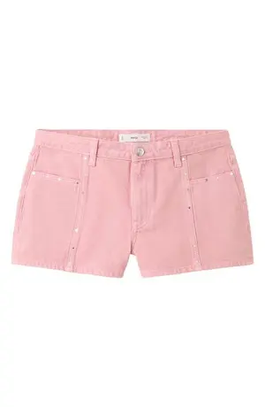 Mango Low Rise Studded Denim Shorts - Pink