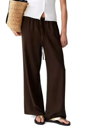 Mango High Waist Wide Leg Pants - Brown