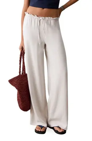 Mango High Waist Wide Leg Pants - Grey