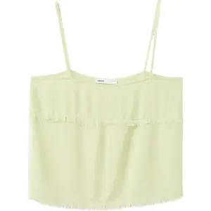 Mango Frayed Trim Tank Top - Lime